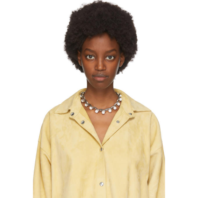 Loewe Silver Crystal Drop Chain Necklace Loewe