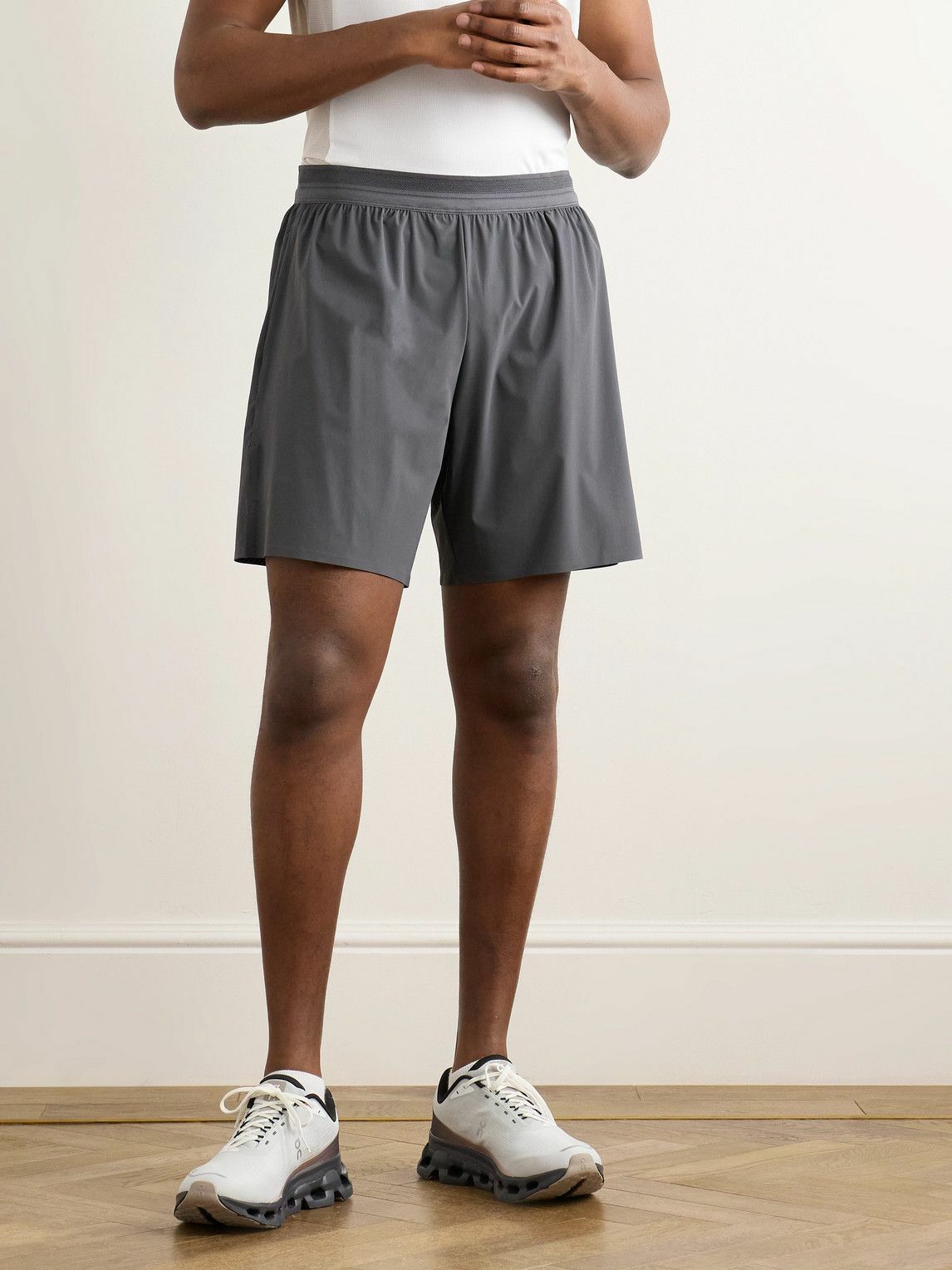 ON - Performance Straight-Leg Stretch-Shell Shorts - Gray On