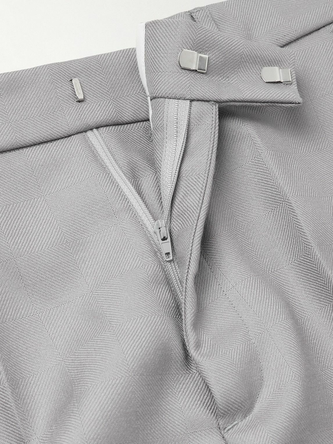SECOND / LAYER - Primo Straight-Leg Checked Wool Trousers - Gray Second ...