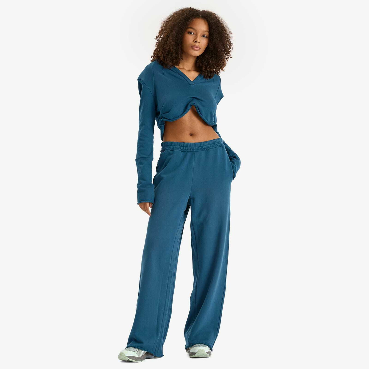 SKIMS Women's Deconstructed French Terry Wide Leg Pant in Indigo SKIMS
