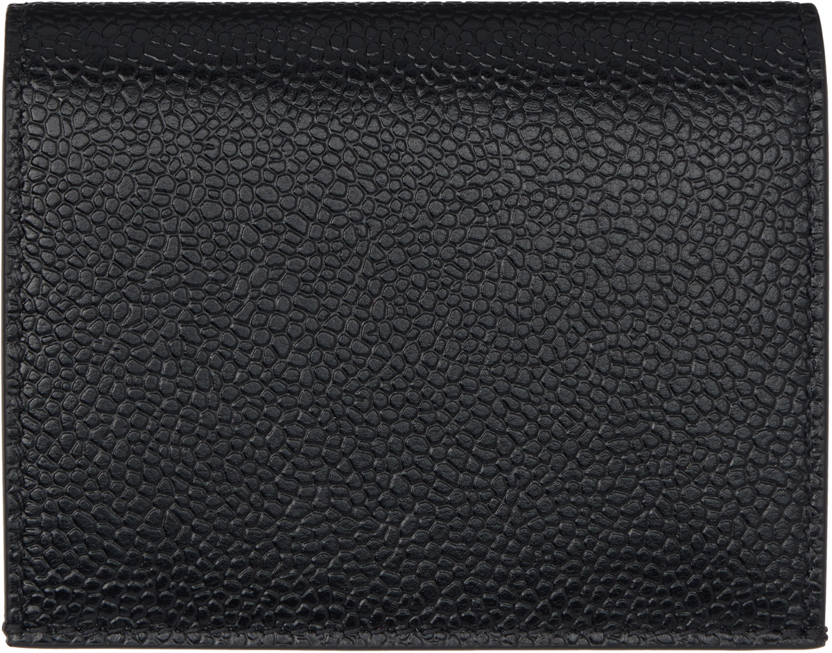 Thom Browne Black Pebble Grain Hector Double Card Holder Thom Browne
