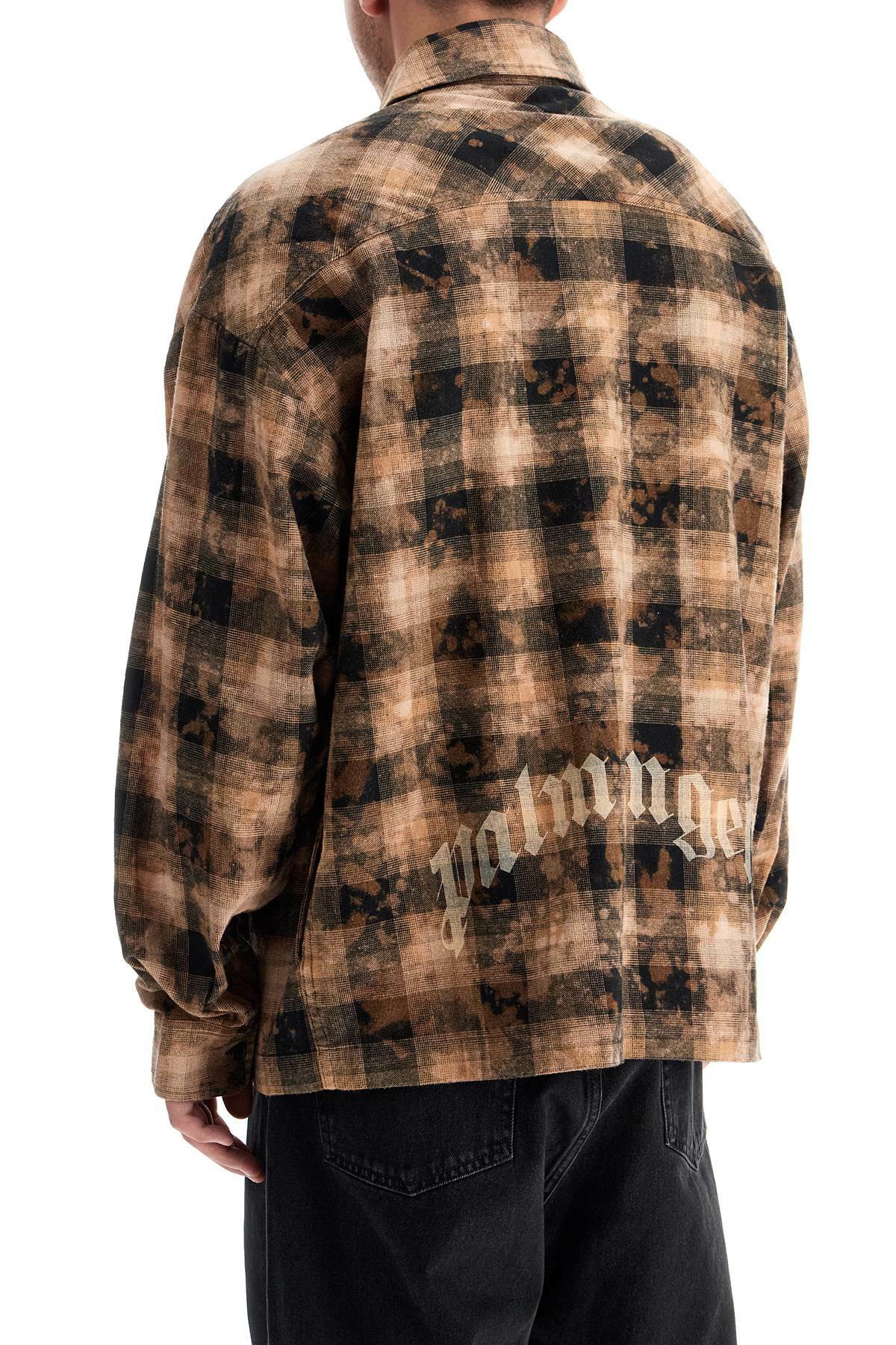 PALM ANGELS 'flannel shirt with curved logo Brown Palm Angels