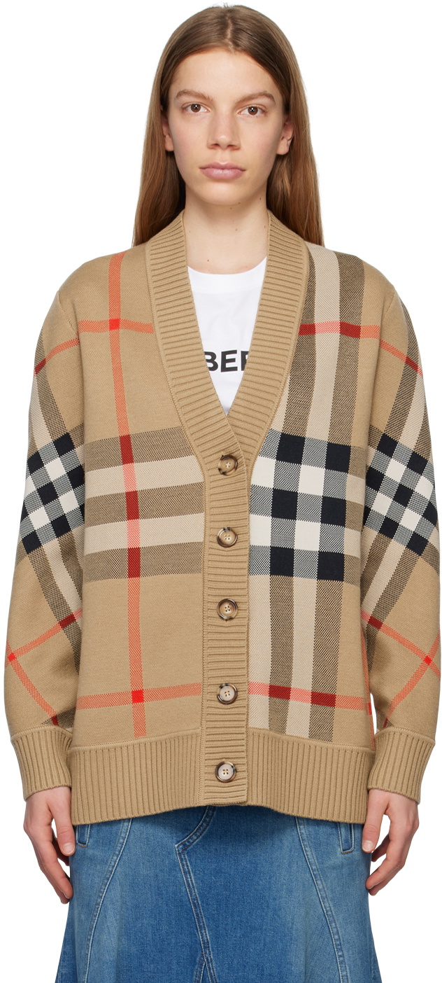 Burberry Beige Check Cardigan Burberry