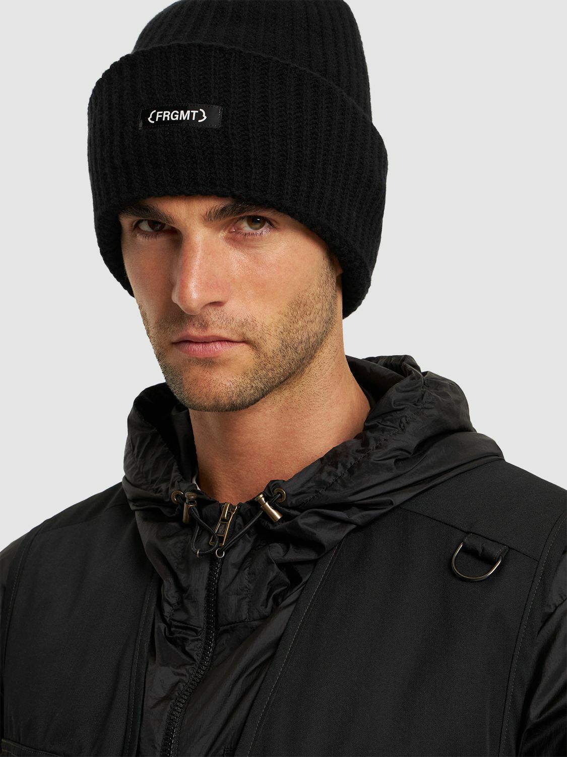 MONCLER GENIUS - Moncler X Frgmt Logo Wool Rib Beanie Hat Moncler Genius