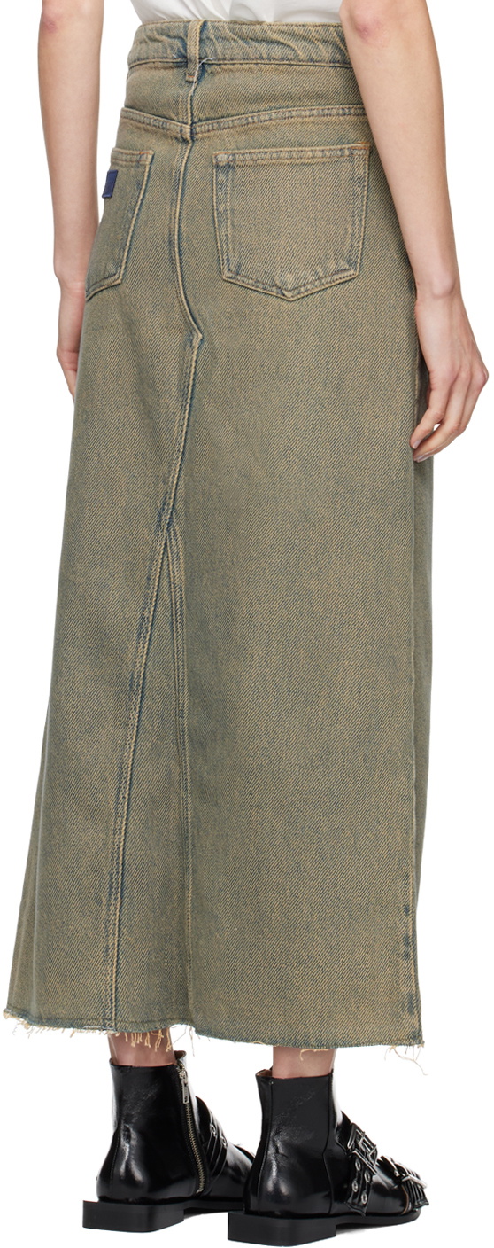 GANNI Brown Overdyed Heavy Denim Maxi Skirt GANNI