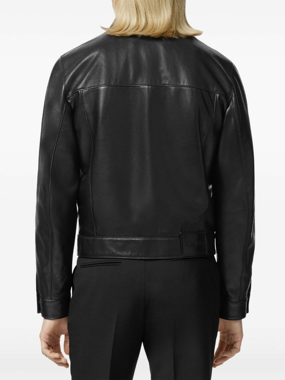 Versace Black Single-Breasted Leather Jacket Versace