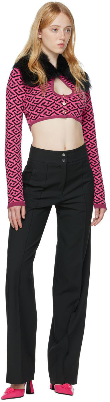 Versace Pink 'La Greca' Cardigan Versace