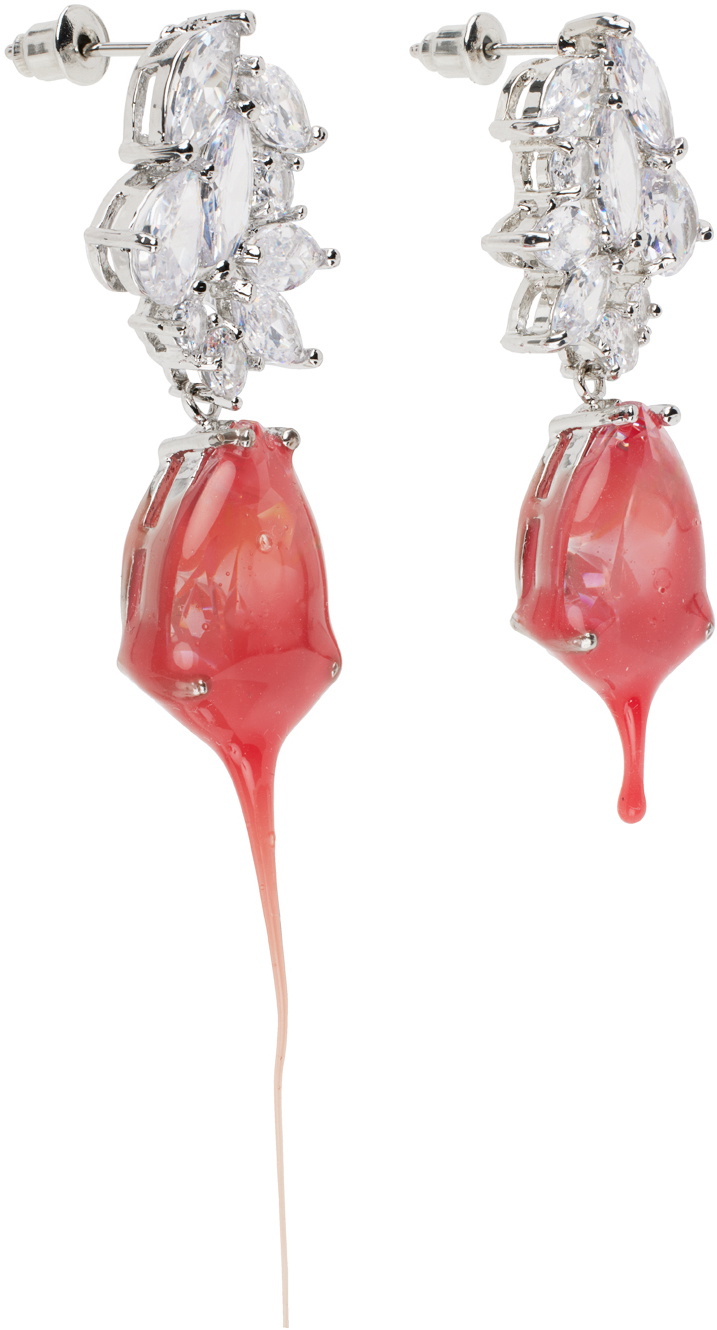 Ottolinger Silver & Pink Diamond Dip Earrings Ottolinger