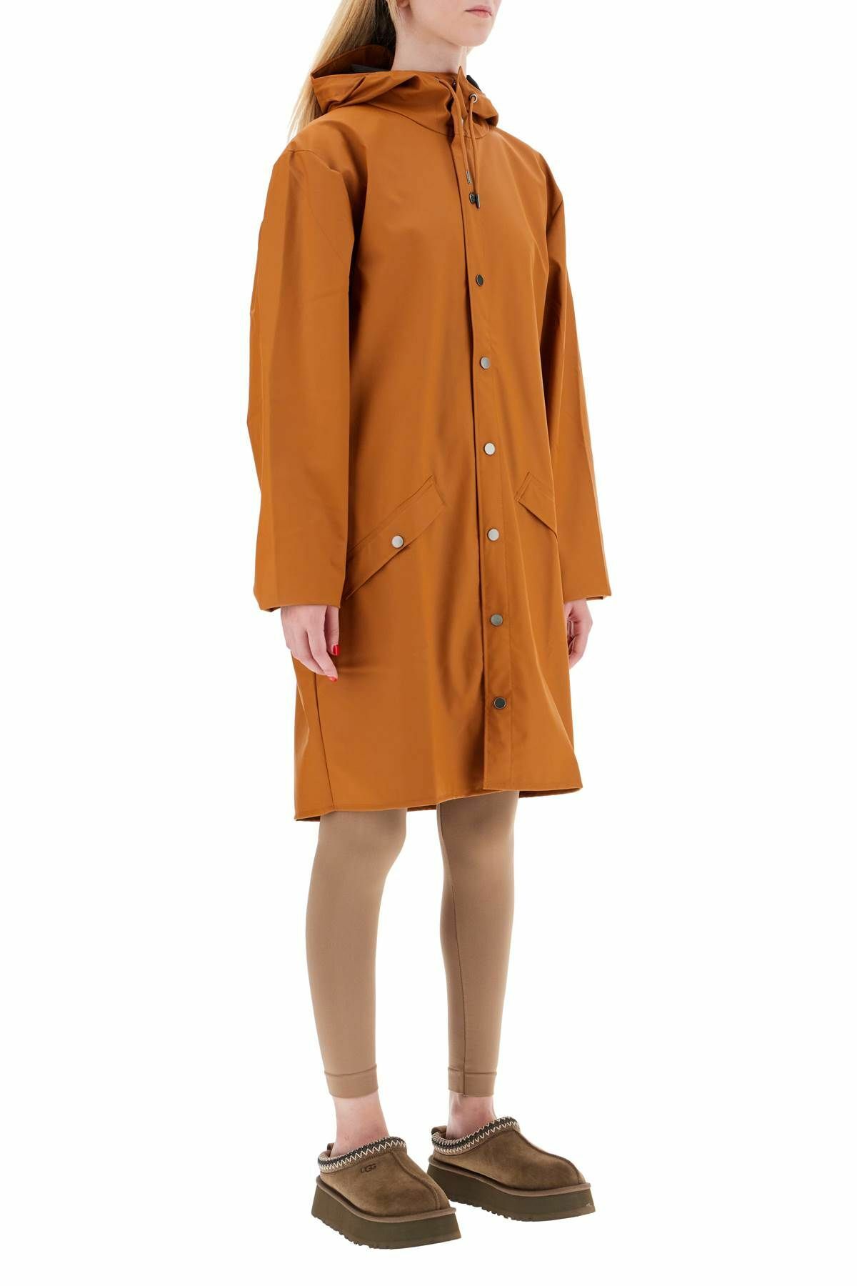 RAINS unisex long rain jacket Orange Rains