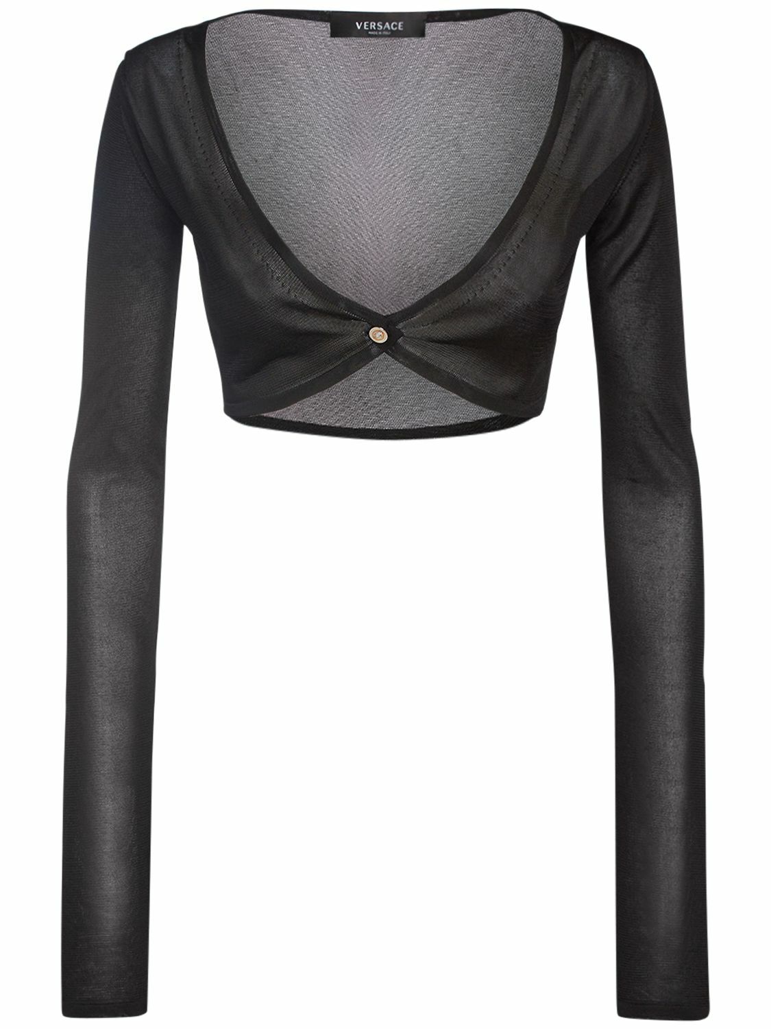 VERSACE - Viscose Knit Cropped Cardigan W/ Button Versace