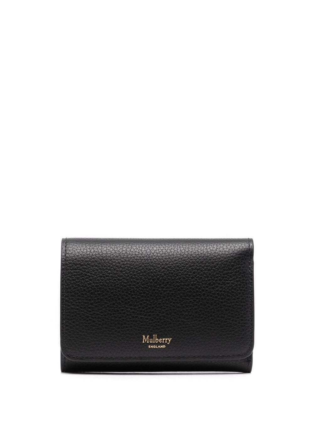 Mulberry Wallet With Logo And Button Fastening In Grained Leather Mulberry