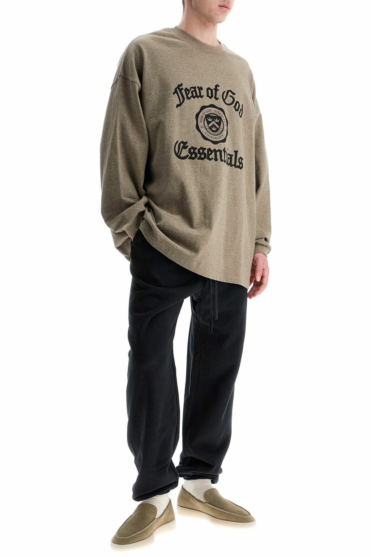 FEAR OF GOD ESSENTIALS heather gray cotton oversized t-shirt Grey Fear ...