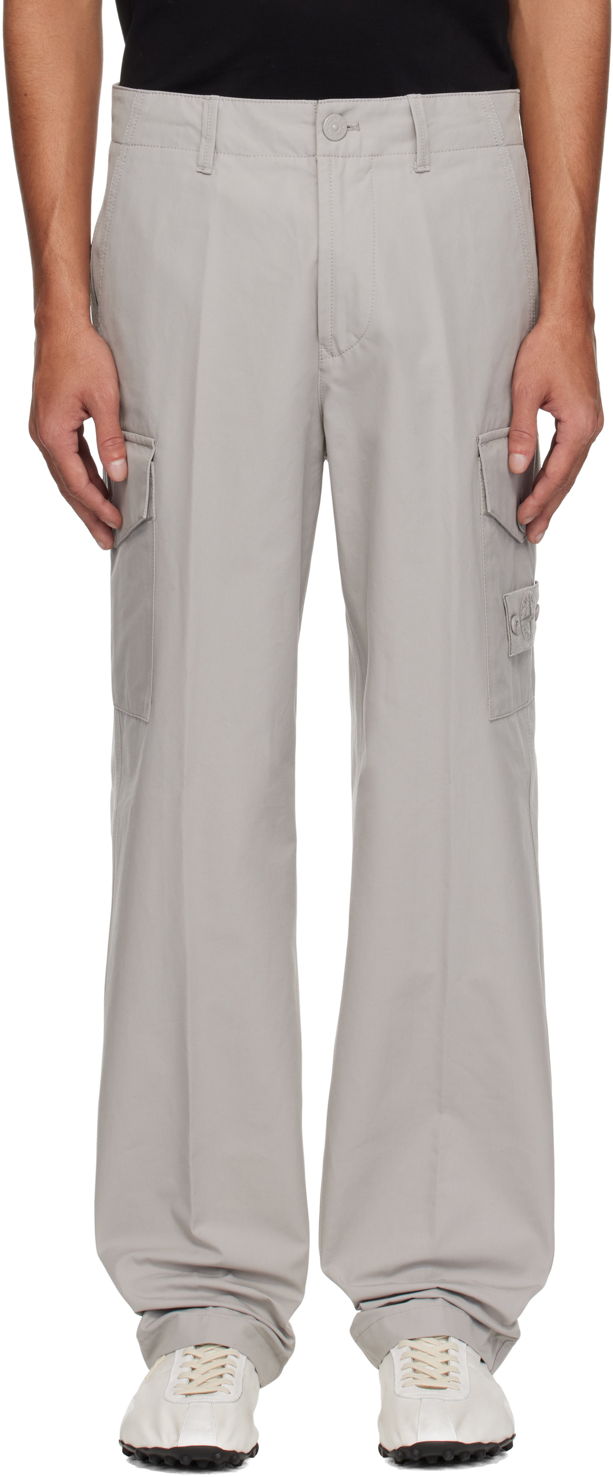 Stone Island Gray Weatherproof Cotton Canvas Ghost Cargo Pants Stone Island