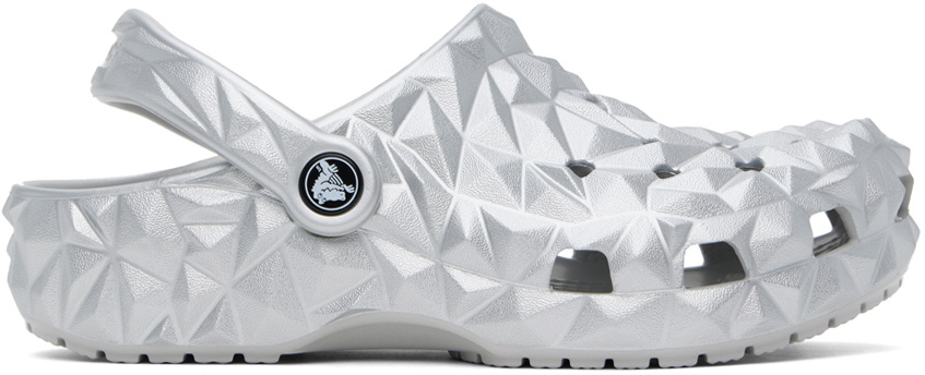 Crocs Silver Classic Metallic Geometric Clogs Crocs