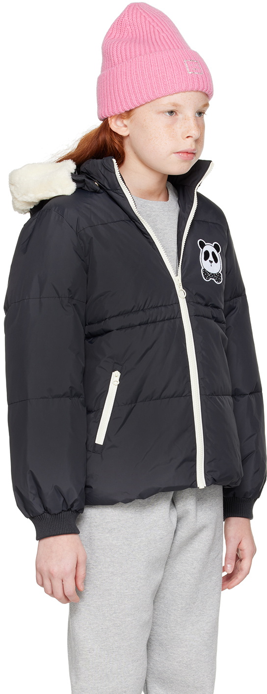 Mini Rodini Kids Black Panda Puffer Jacket Mini Rodini