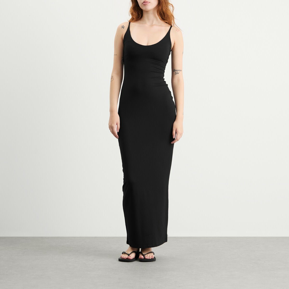 SKIMS Women's Smooth Lounge Skimpy Scoop Neck Dress in Obsidian SKIMS