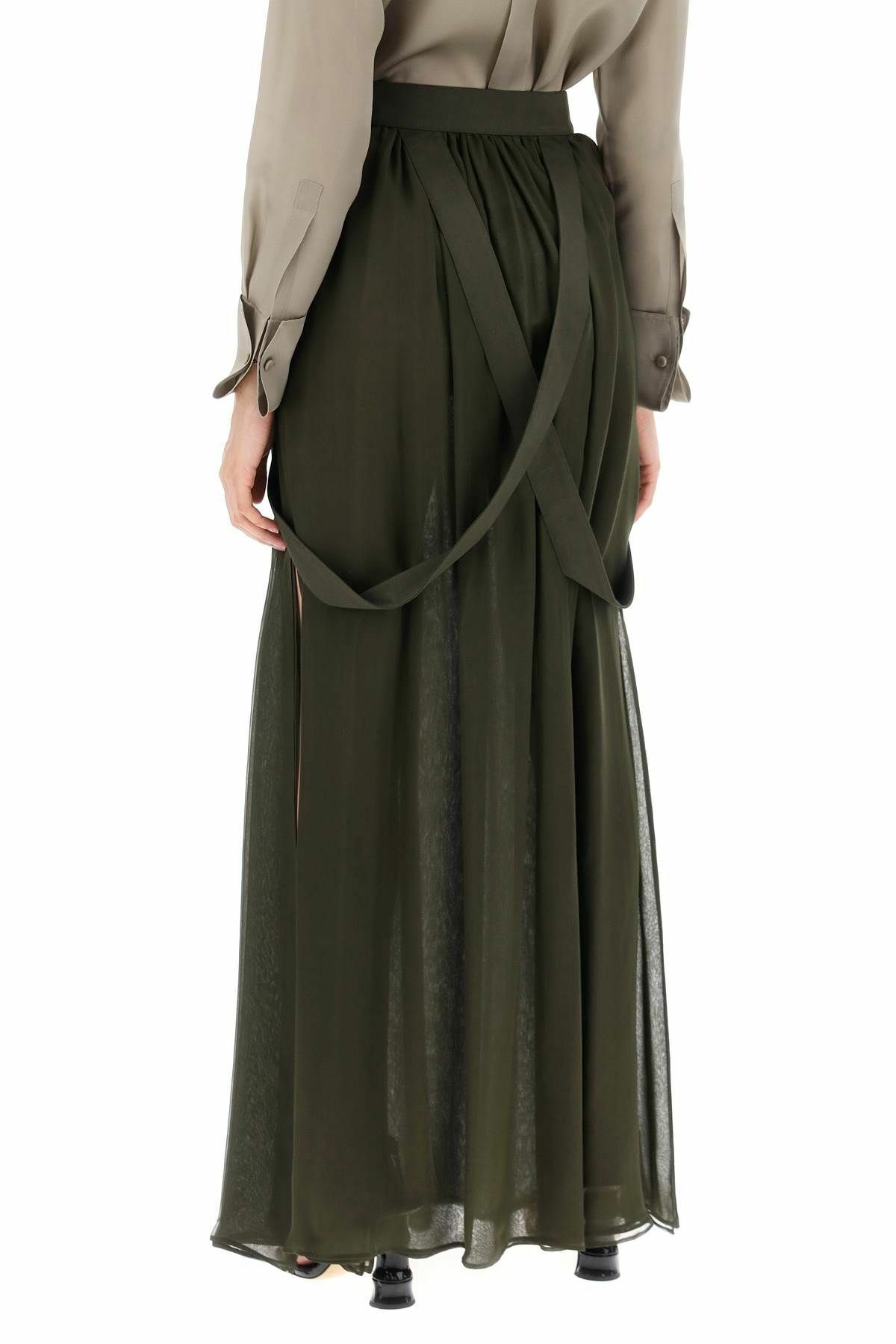 MAX MARA maxi silk chiffon jedy skirt in Green Max Mara