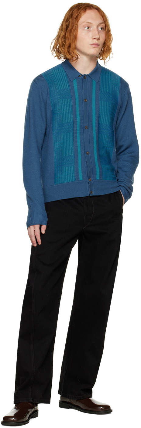 King & Tuckfield Blue Textured Cardigan King and Tuckfield