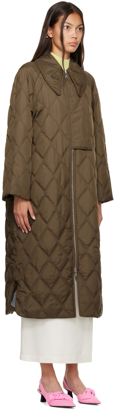 GANNI Brown Quilted Coat GANNI
