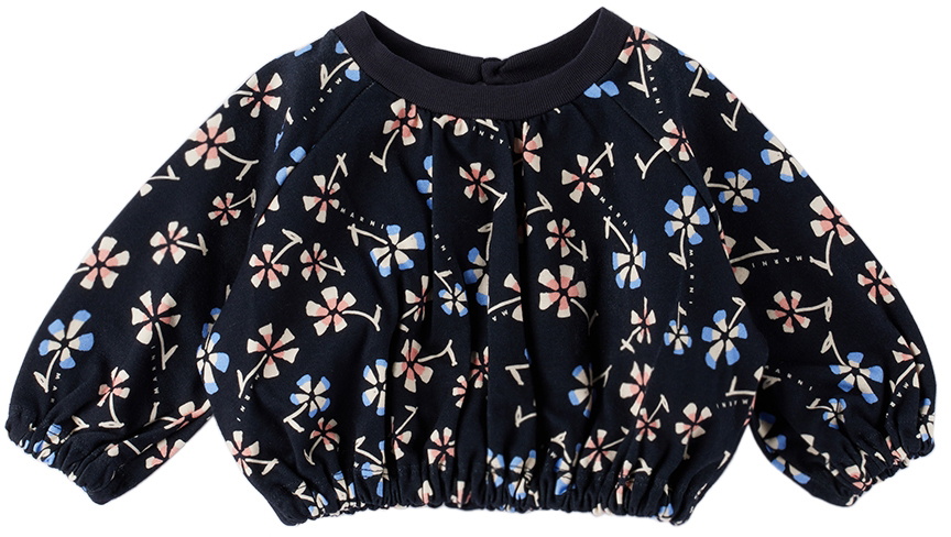 Marni Baby Navy Floral Print Sweatshirt Marni