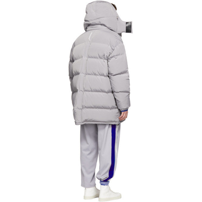 ADER error Grey Down Slice Logo Puffer Jacket ADER error