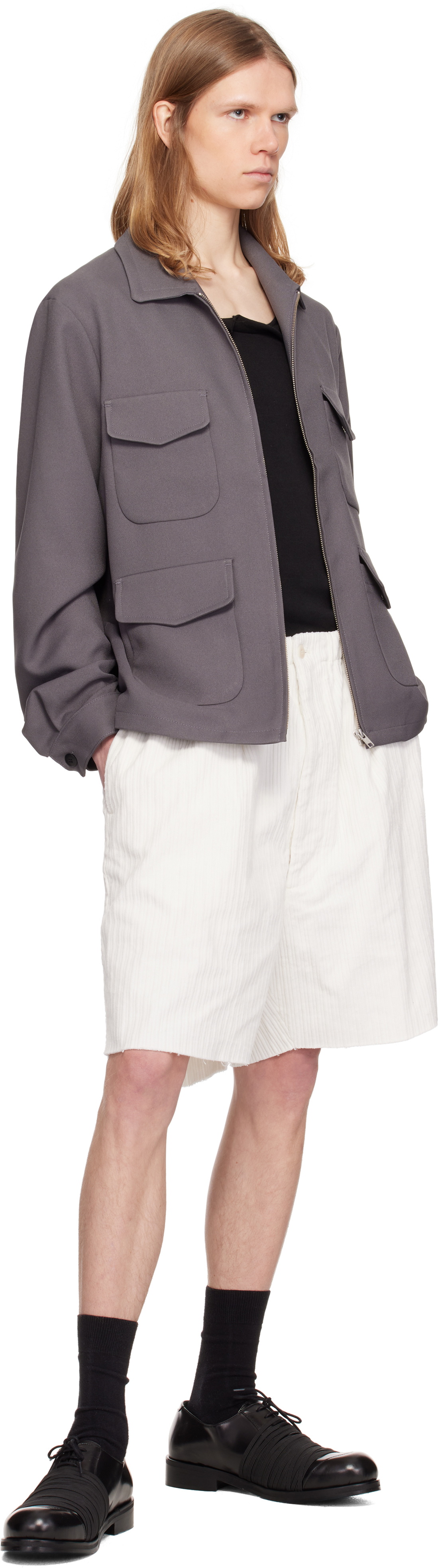 Random Identities White Corduroy Worker Shorts Random Identities