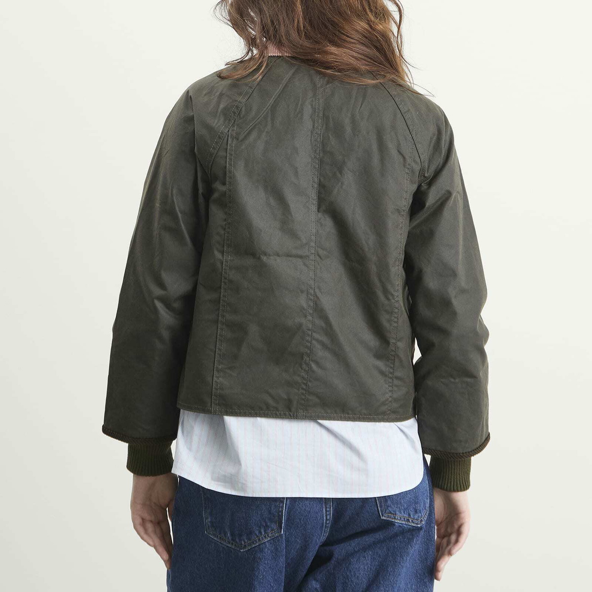 Barbour Women's Crop Beadnell Jacket in Ancient Olive/Ancient/Green Barbour