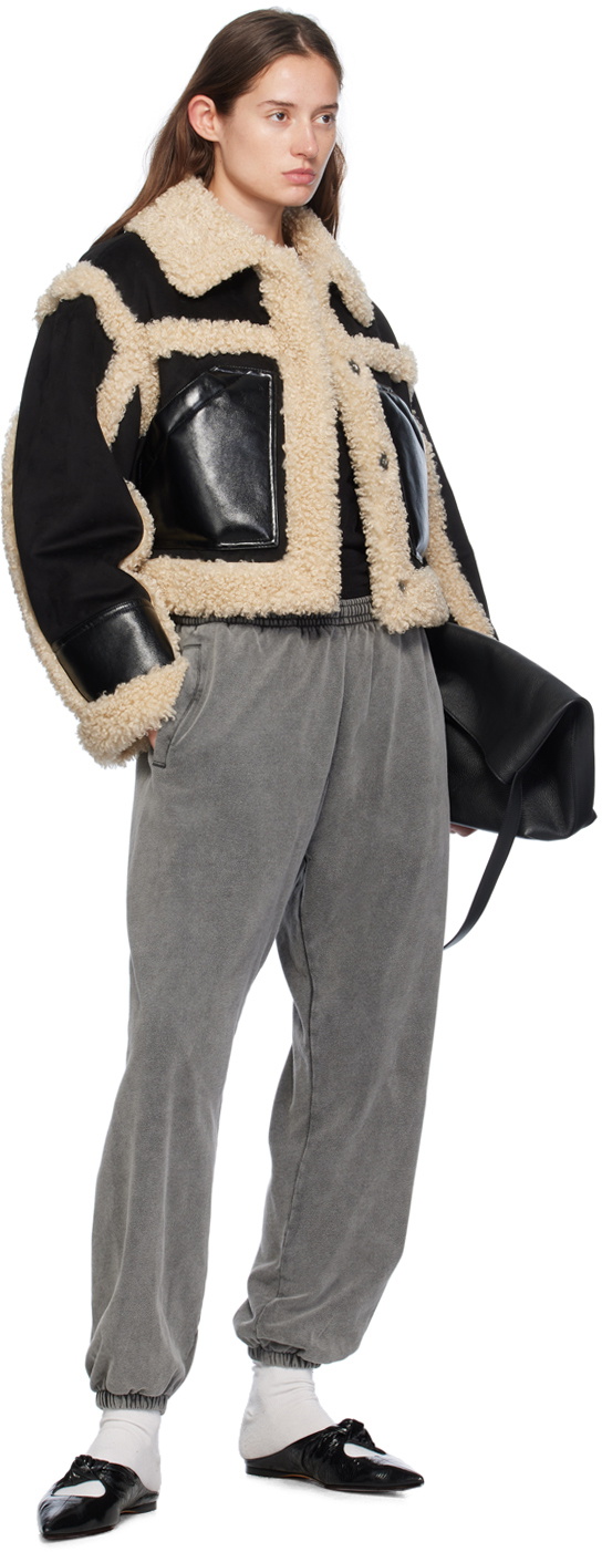 Stand Studio Black & Off-White Edith Faux-Shearling Jacket Stand Studio