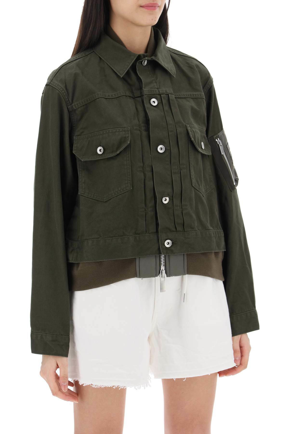 SACAI layered denim jacket Khaki Sacai