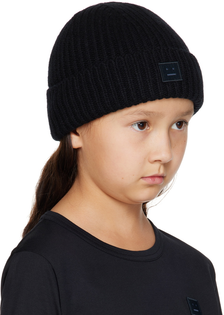 Acne Studios Kids Black Patch Beanie Acne Studios