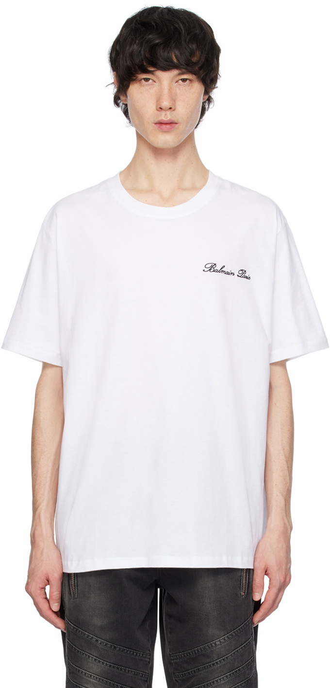 Balmain White Embroidered T-Shirt Balmain