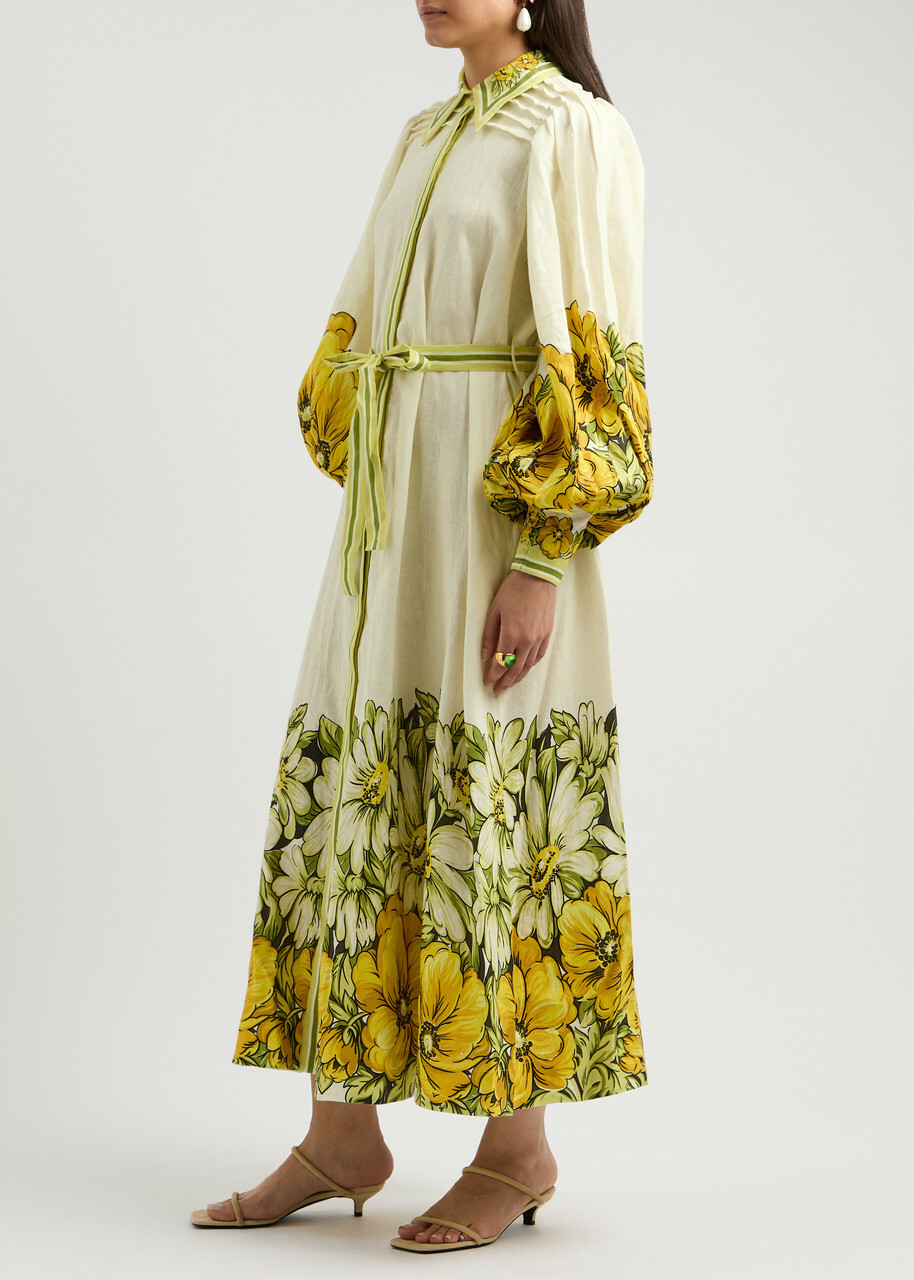 Alemais Gisela Floral-print Linen Maxi Shirt Dress Multicoloured ALÉMAIS
