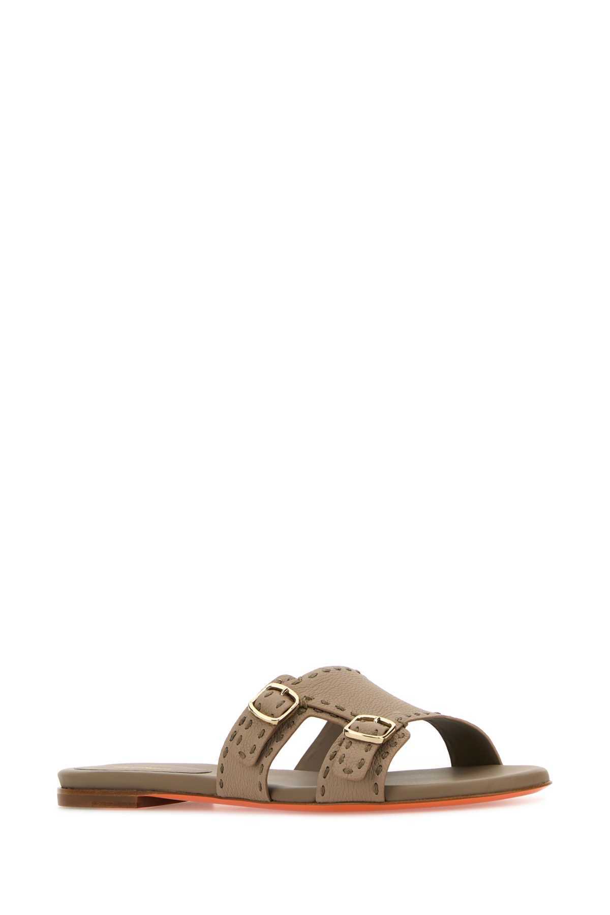 Santoni Cappuccino Leather Didi Slippers Santoni