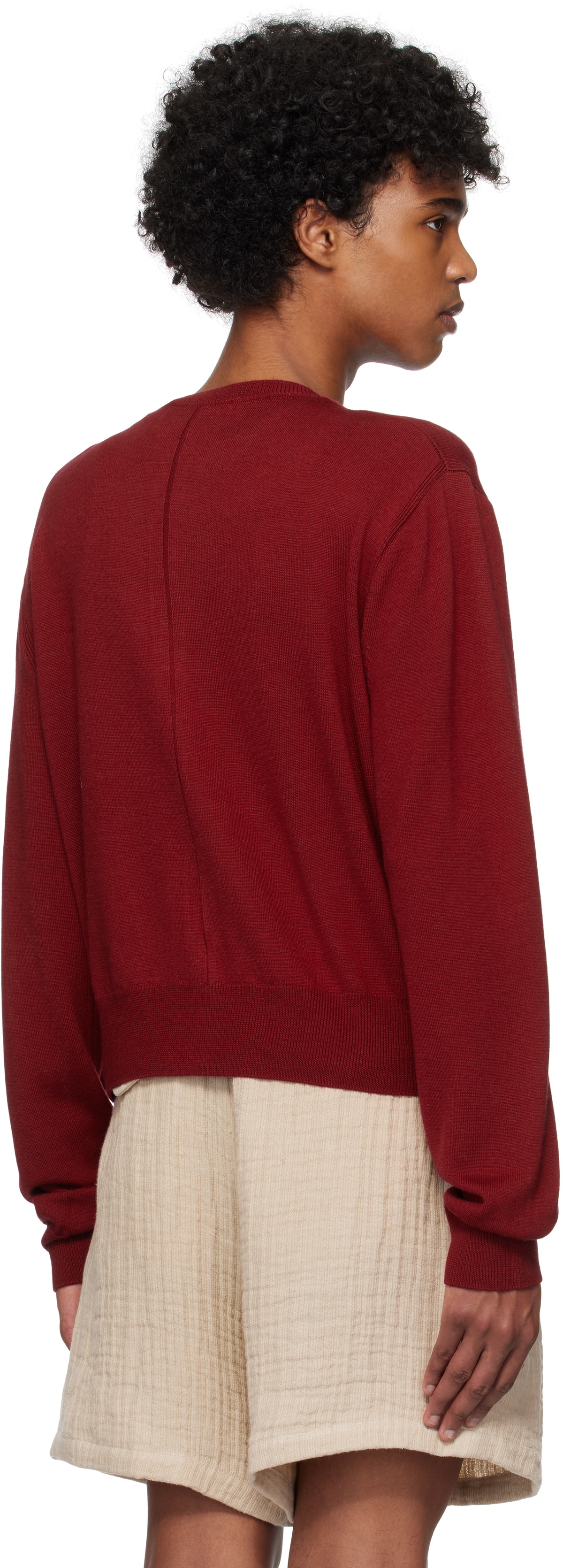 Tonywack Red Super Fine Wool Crewneck Cardigan Tonywack