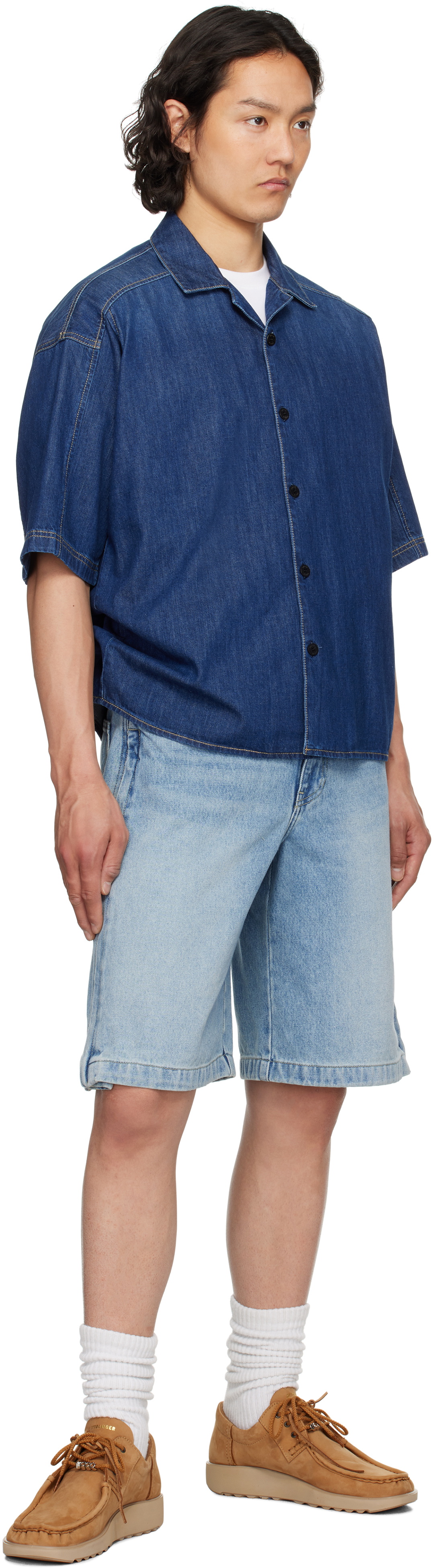 Solid Homme Blue Incision Line Denim Shirt Solid Homme