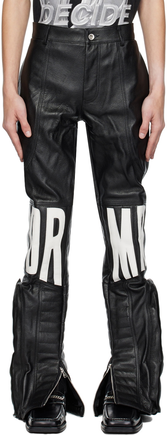 Who Decides War Black 'MRDR' Leather Pants WHO DECIDES WAR by Ev Bravado