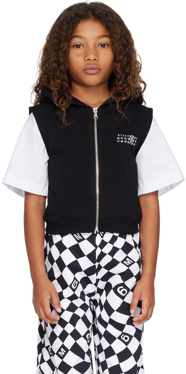MM6 Maison Margiela Kids Black Zip Up Hoodie MM6 Maison Margiela