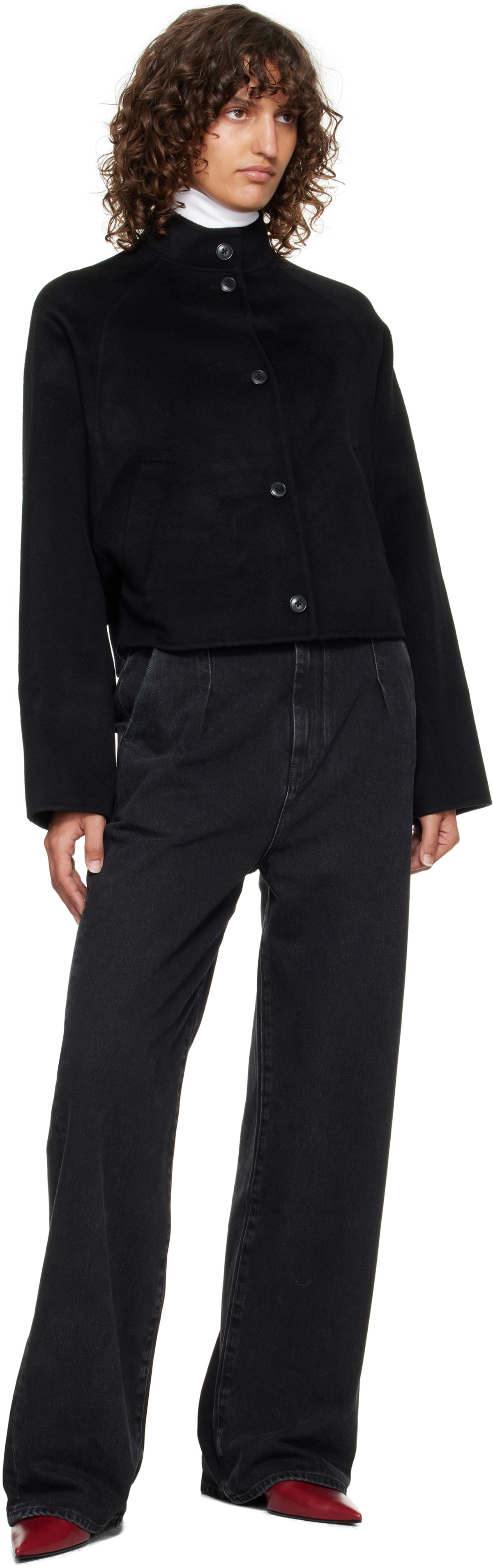 Loulou de Saison Black Nyma Wool Drap Jacket Loulou Studio