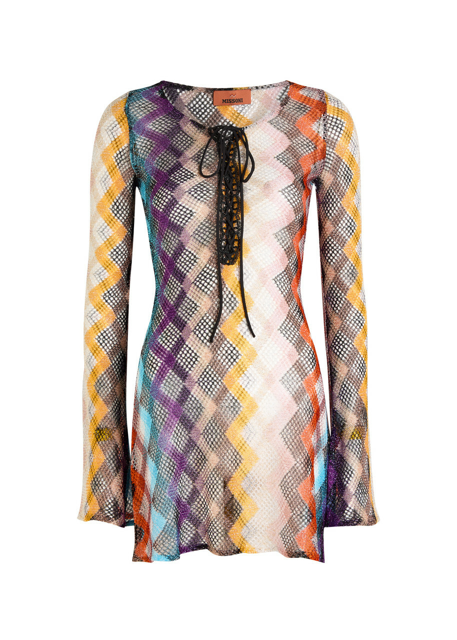 Missoni Zigzag Metallic Open-knit Mini Dress Multicoloured Missoni