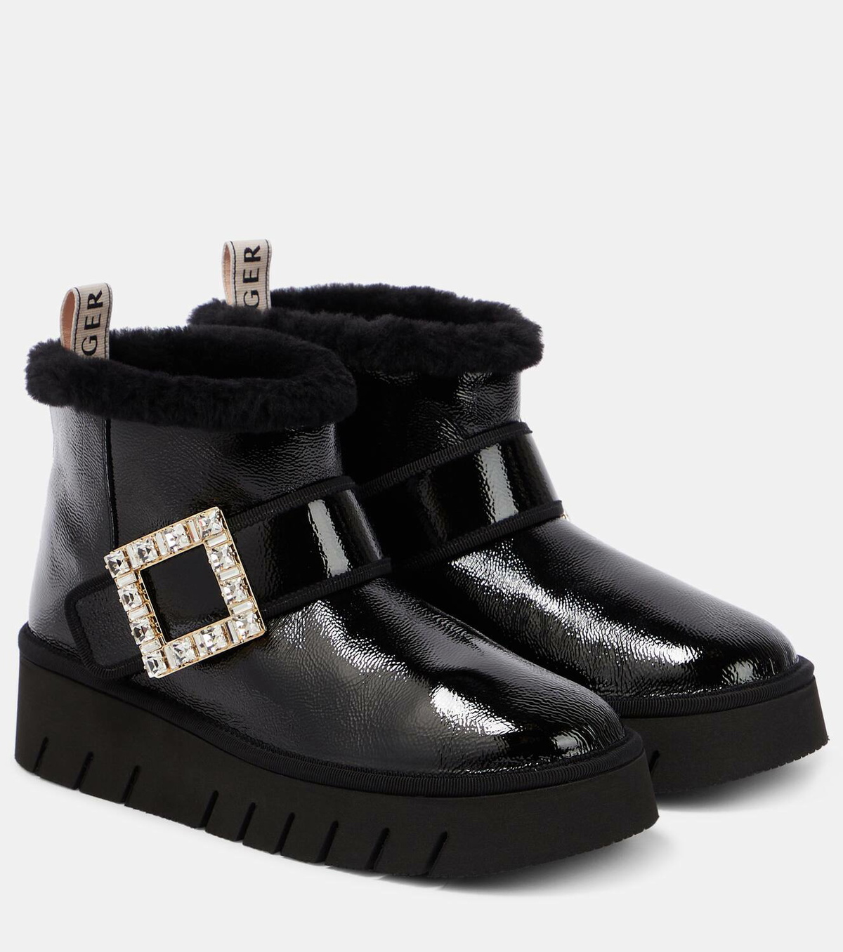 Roger Vivier Viv' Winter shearling-trimmed leather boots Roger Vivier