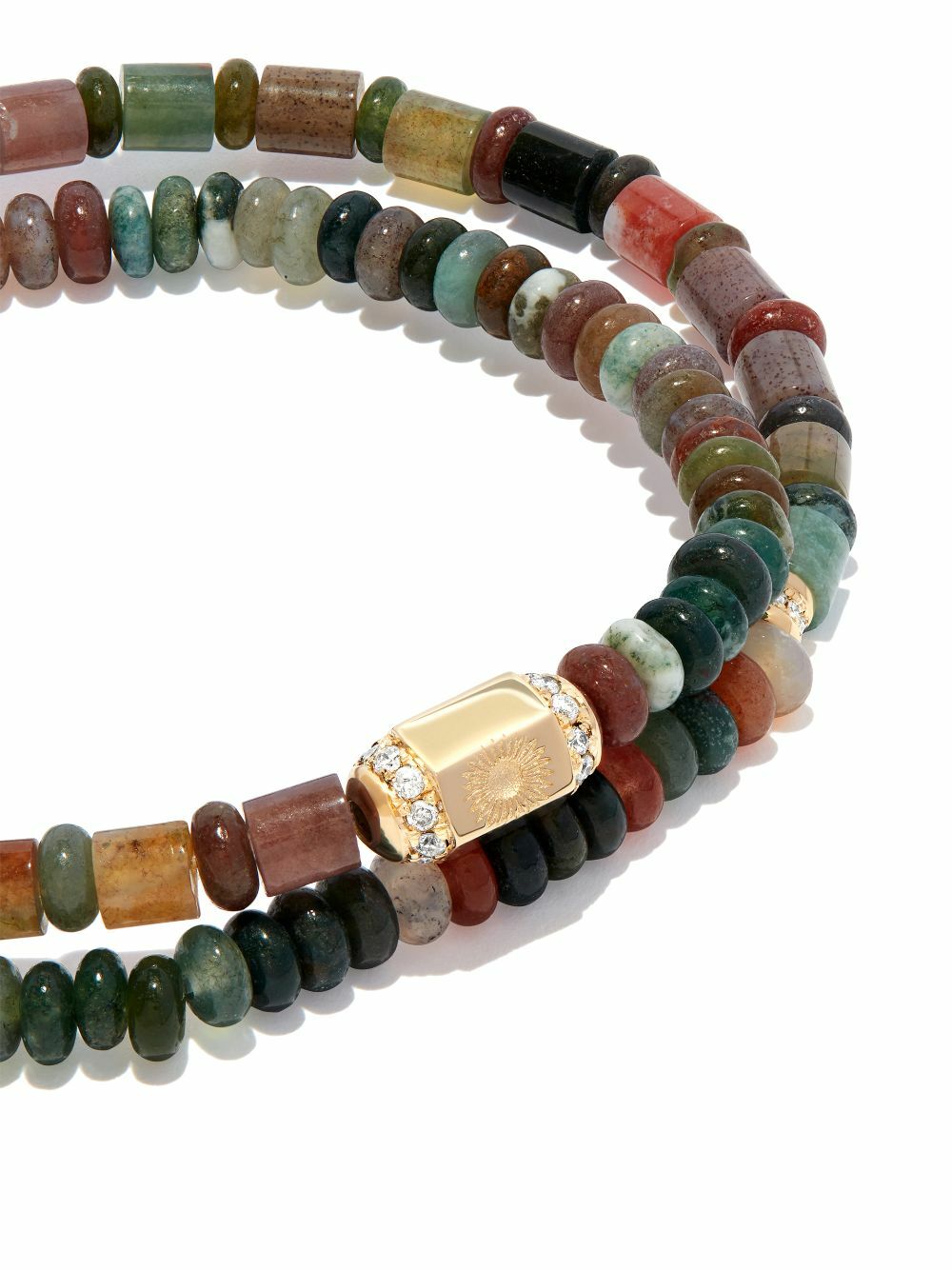 LUIS MORAIS 14K Yellow Gold Hexagon Sunburst Diamond Bolt Beaded ...