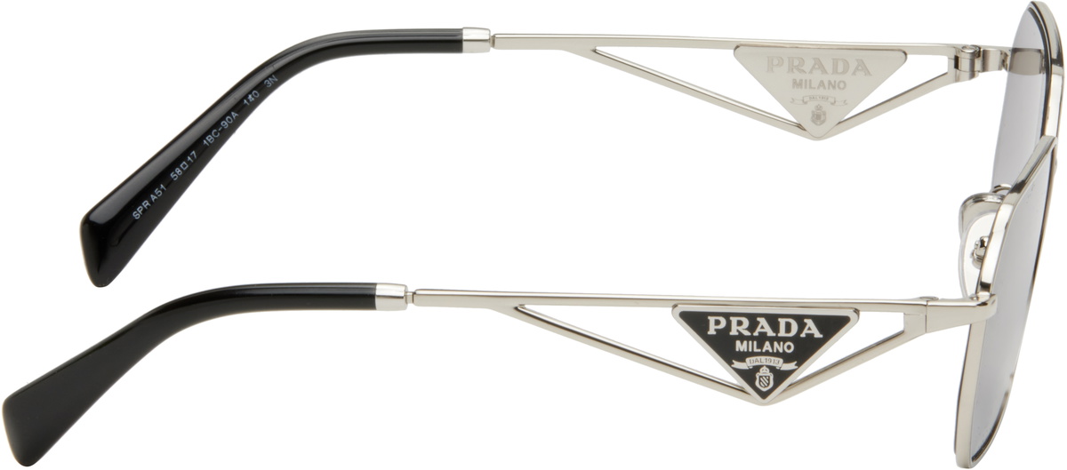 Prada Eyewear Silver Triangle Logo Sunglasses Prada