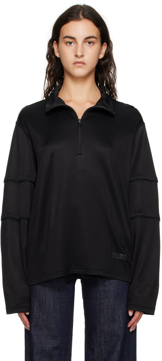 MM6 Maison Margiela Black Half-Zip Sweater MM6 Maison Margiela