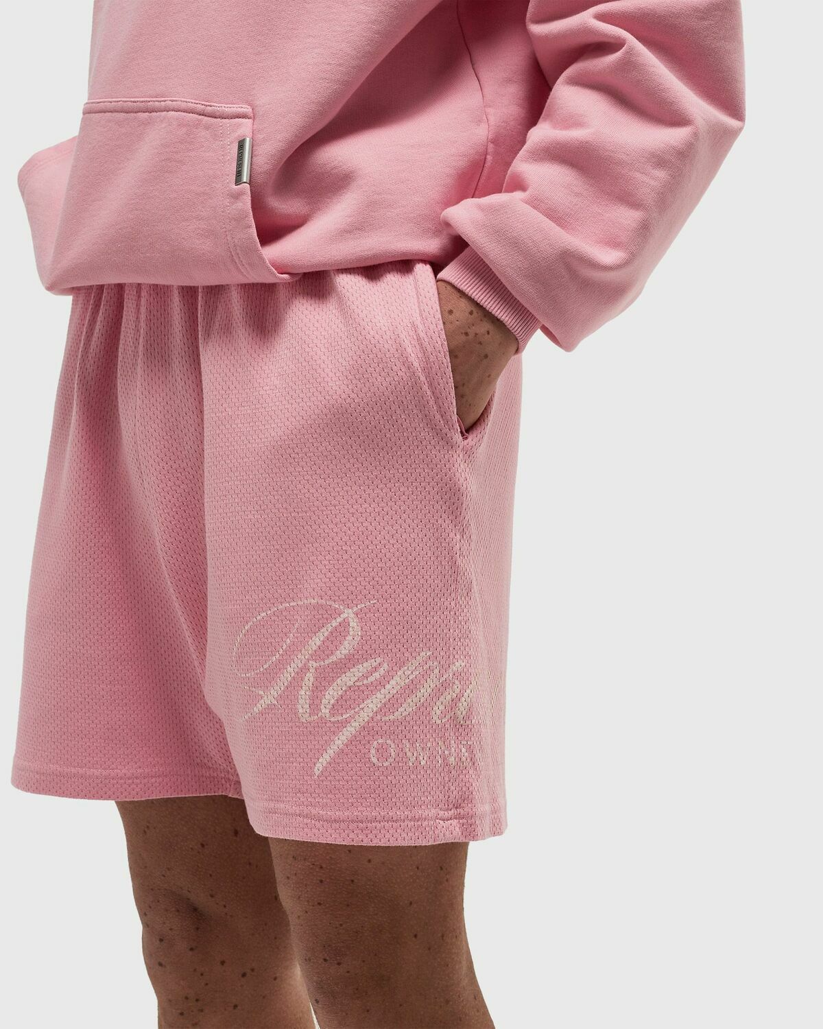 Represent REPRESENT OWNERS CLUB SCRIPT MESH SHORTS pink Mens Sport ...