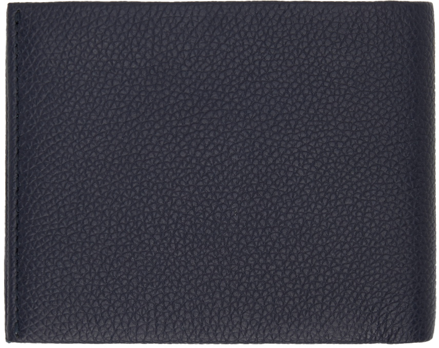 BOSS Navy Grained Leather Logo Lettering Wallet BOSS