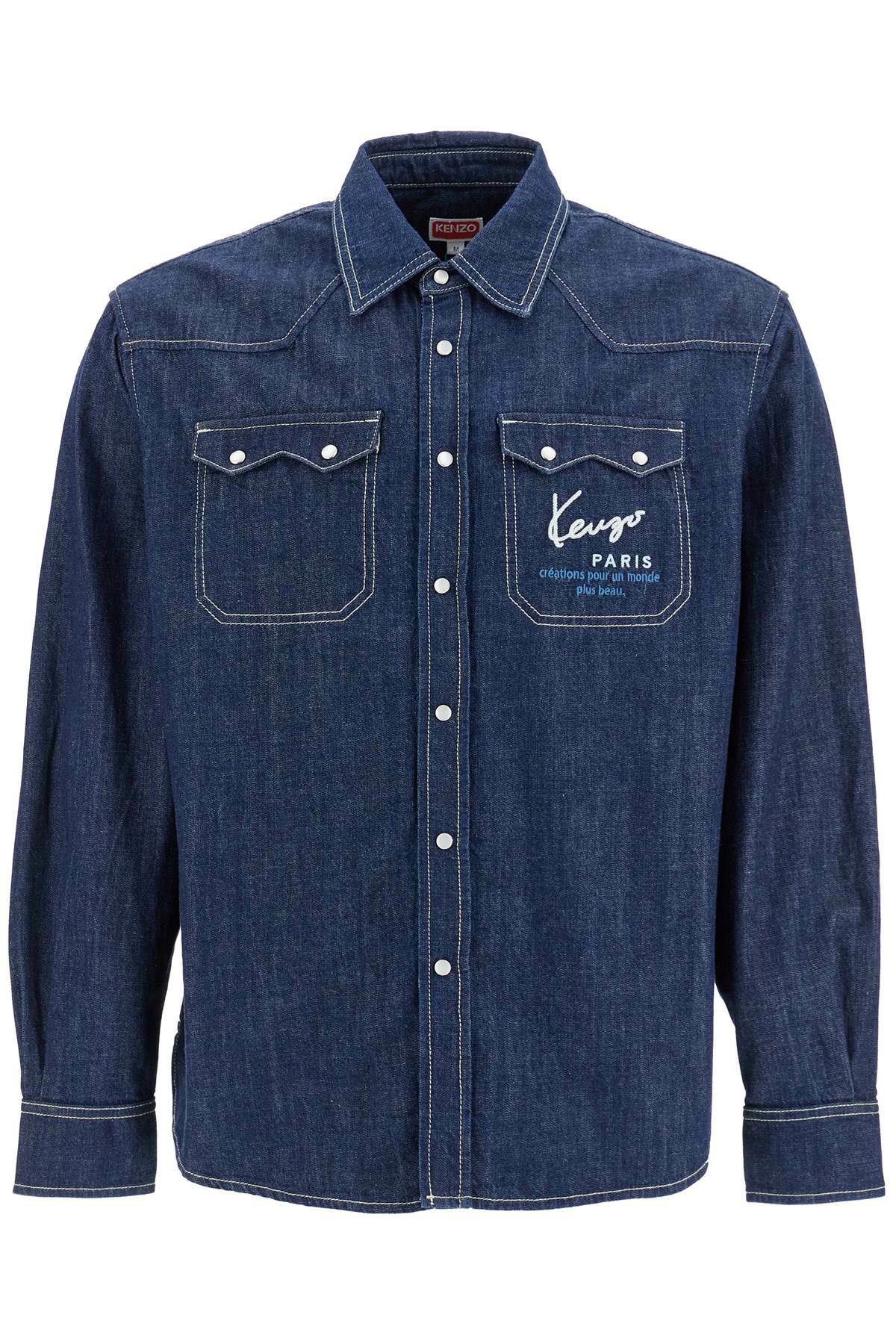 KENZO denim western shirt for men Blue Kenzo