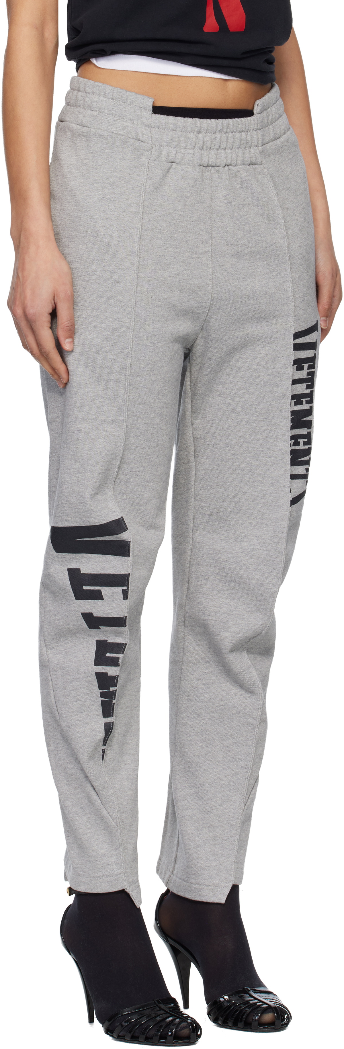 VETEMENTS Gray Cut Up Logo Sweatpants Vetements