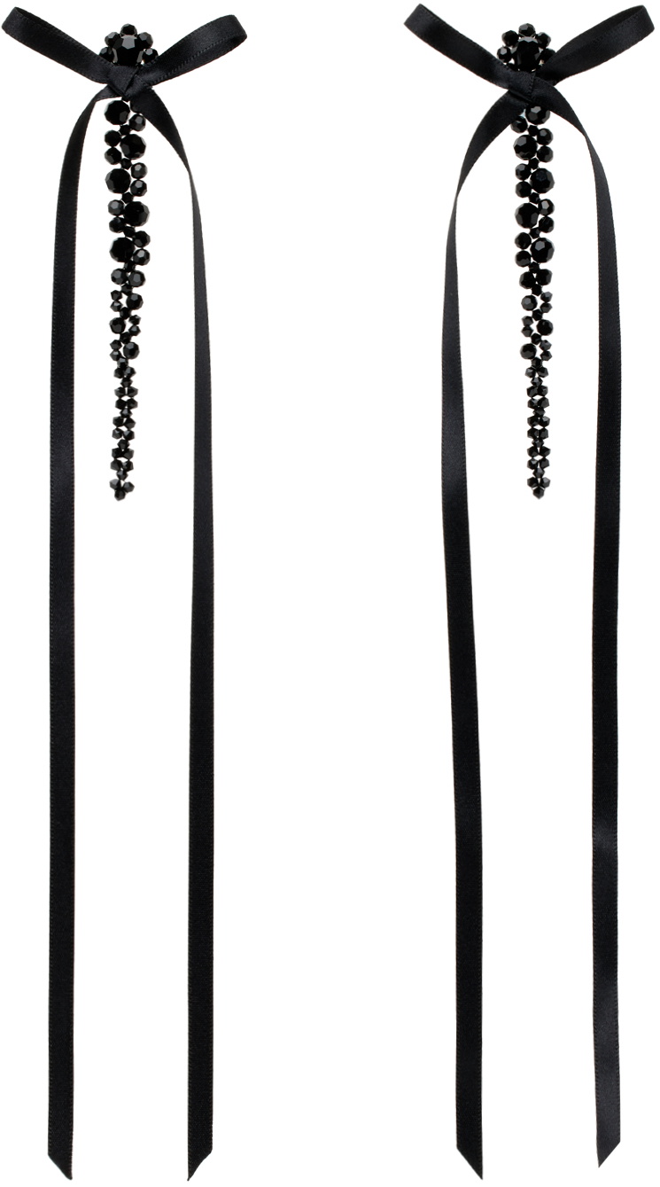 Simone Rocha Black Bow Ribbon Drip Earrings Simone Rocha