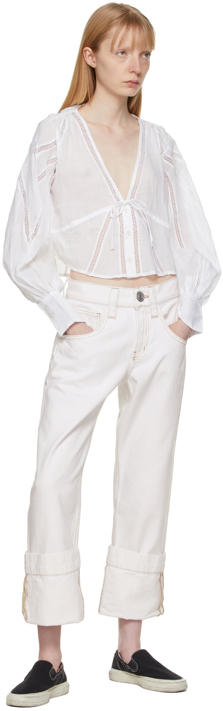 Frame White Button Jeans Frame Denim