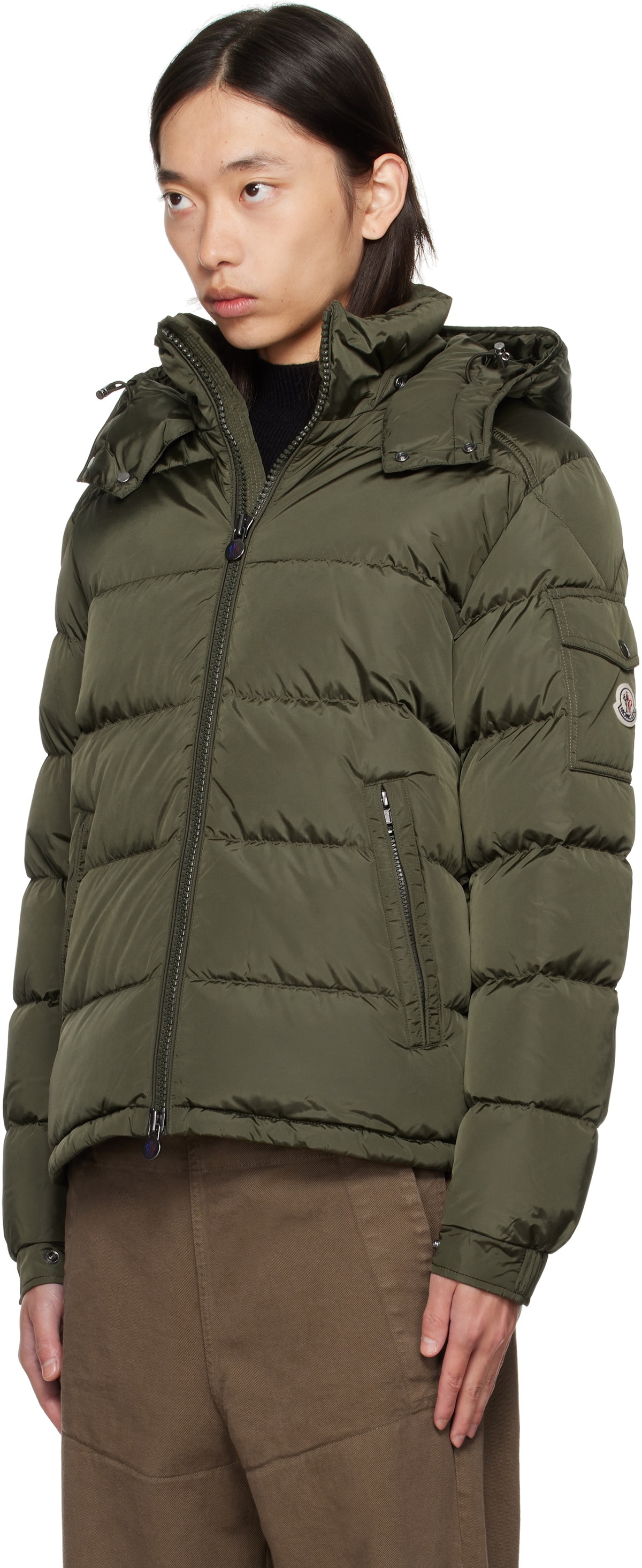 Moncler Khaki Maya Matte Short Down Jacket Moncler